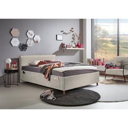 Meise Möbel MEISE.MÖBEL Kinderbett »FUN« Polsterbett wahlweise mit Bettkasten, Jugendbett inkl. USB-Anschluss beige + beige
