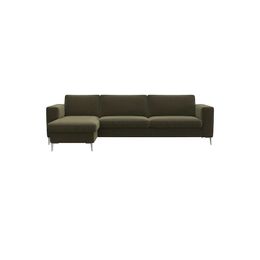 FLEXLUX Ecksofa »Fiore, super Sitzkomfort durch Kaltschaum im Sitz, L-Form« breite Armlehnen, Kaltschaum, Füße Alu Moss Green