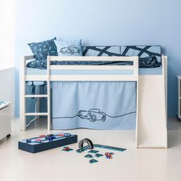Hoppekids Hochbett »«Cars»« Rutsche & Vorhang Blau und viel Auswahl weiß + Dream Blue + weiß + weiß
