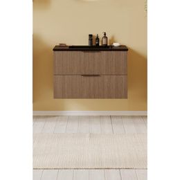 Welltime Waschtisch &raquo;80 cm, Auflagebecken wahlweise in wei&szlig; oder schwarz&laquo; wahlw. mit matt wei&szlig;em oder matt schwarzem Mineralguss-Auflagebecken...