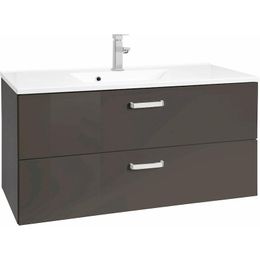 Welltime Waschbeckenunterschrank &raquo;Ravenna&laquo; Badm&ouml;bel Waschtisch inkl. Waschbecken, Breite 100 cm, Soft-Close grau