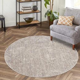 Carpet City Teppich &raquo;CLASICO 9150&laquo; rund 11 mm H&ouml;he Kurzflor, Hochtief-Muster, Boho, Wohnzimmer beige Obermaterial: 100% Polyester