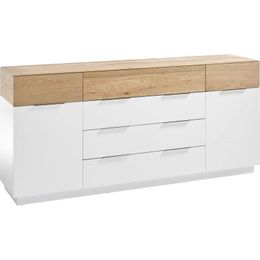 MCA furniture Sideboard »Dubai« weiß Matt mit Absetzungen in Eiche Weiß matt
