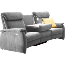 Home Affaire Sofa »Turin« mit motorischer Relaxfunktion, Tisch, Leuchte + USB-Ladestation platin