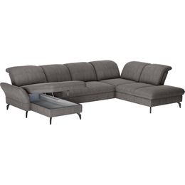 Sit & More sit&more Wohnlandschaft &raquo;Leandro U-Form&laquo; Wahlweise mit Bett-, Kopfteil - und Armlehnfunktion, sowie Bettkasten grau 90% Polyester, 10% Polyamid