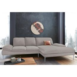 W.Schillig Ecksofa &raquo;enjoy&MORE, Designsofa, elegant und bequem, L-Form&laquo; mit Sitztiefenverstellung, F&uuml;&szlig;e silber matt, Breite 310 cm grau Chenille-