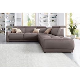 DOMO collection Ecksofa »Ava, moderne Sitzheftung mit toller Doppelnaht, komfortabel, L-Form« mit Ottomane, inkl. Federkern, wahlweise mit...