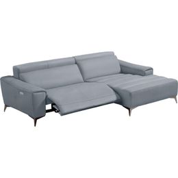 Egoitaliano Ecksofa »Suzette, Designsofa mit hohem Sitzkomfort« mit Recamiere, inkl. 1 elektronischen Relaxfunktion, L-Form himmel