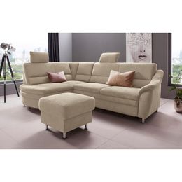 Places of Style Ecksofa »Cardoso L-Form« Federkern, wahlweise mit Bett, Schubkasten beige
