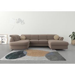 Sit & More SIT&MORE Wohnlandschaft »Apulia U-Form« wahlweise Bettfunktion, Bettkasten und Kopf- und Armteilverstellung taupe