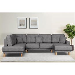 Home Affaire Wohnlandschaft »TRIPLO U-Form wahlweise mit Schlaffunktion, B/T/H: 310/192/90 cm« Schlafsofa, auch mit Bettkasten, Steppung im...
