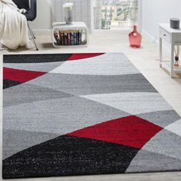Paco Home Teppich &raquo;Fiesta 110&laquo; rechteckig 12 mm H&ouml;he Kurzflor, Designer Teppich, ideal im Wohnzimmer & Schlafzimmer rot Obermaterial: 100%...