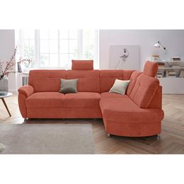 Sit & More sit&more Ecksofa &raquo;Sonoma L-Form&laquo; wahlweise mit Bettfunktion und Bettkasten orange Kunstleder SOFTLUX ;Luxus-Microfaser ALTARA NUBUCK (100% Polyester);