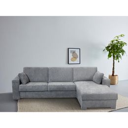 Home Affaire Ecksofa »Roma "L" Dauerschlaffunktion, mit Unterfederung« Matratzenhöhe 14cm, , Liegemaße ca 163x198 cm, L-Form hellgrau