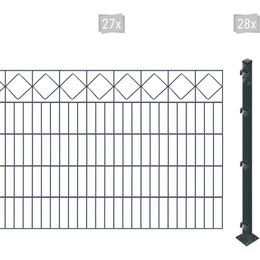 Arvotec Doppelstabmattenzaun &raquo;ESSENTIAL 100 zum Aufschrauben "Karo" mit Zierleiste&laquo; Zaunh&ouml;he 100 cm, Zaunl&auml;nge 2 - 60 m grau Kunststoff, Stahl