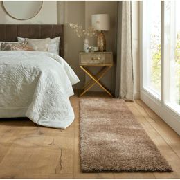 FLAIR RUGS Hochflor-L&auml;ufer &raquo;Velvet&laquo; rechteckig 40 mm H&ouml;he Taupe Obermaterial: 100% Polyester B : 60 cm 1 Stk.
