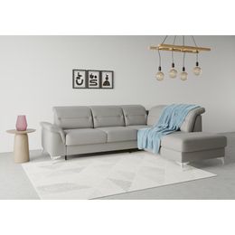 Sit & More SIT&MORE Ecksofa »Sinatra L-Form« mit Ottomane, optional mit Kopfteilverstellung und Armteilfunktion grau