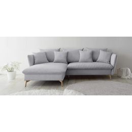 Andas Ecksofa »MERLE, 258 cm, L-Form, traumhafter Cord, « mit Bettfunktion und Bettkasten, Liegefläche 224 x 139 hellgrau 0