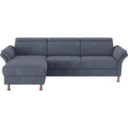 Home Affaire Ecksofa »Calypso L-Form« mit motorischen Funktionen im Sofa und Recamiere grau/blau