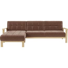 Sit & More sit&more Ecksofa &raquo;Billund L-Form&laquo; Armlehnen aus Buchenholz in natur, verschiedene Bez&uuml;ge und Farben braun 100% Polyester