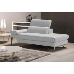 Egoitaliano Ottomane &raquo;Princess, elegantes Designsofa mit erstklassigem Sitzkomfort,&laquo; inkl. verstellbarem Kopfteil und edle Designmetallf&uuml;&szlig;e silber Leder CAREZZA (