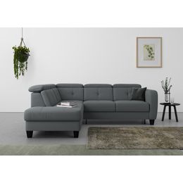 Sit & More SIT&MORE Ecksofa »Belluci L-Form« inklusive Federkern, wahlweise mit Bettfunktion und Bettkasten grau