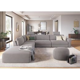 Sit & More sit&more Ecksofa &raquo;Cadabra L-Form&laquo; Breite 356 cm, mit Sitztiefenverstellung beige Samtoptik (100% Polyester);Soft clean (98% Polyester, 2% Polyamid);