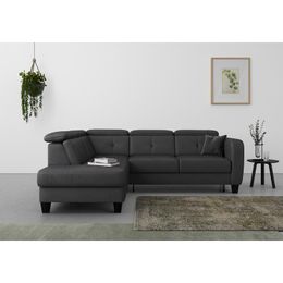 Sit & More SIT&MORE Ecksofa »Belluci L-Form« inklusive Federkern, wahlweise mit Bettfunktion und Bettkasten anthrazit