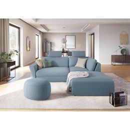 Sit & More SIT&MORE Ecksofa »Cadabra L-Form« Breite 243 cm, inklusive Sitztiefenverstellung hellblau