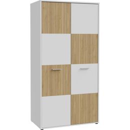 FORTE Garderobenschrank &raquo;Quadro&laquo; Stauraumschrank, Mehrzweckschrank, H&ouml;he 184, 7cm Wei&szlig;/Lamela Eiche hell Wei&szlig; moderner Kleiderschrank