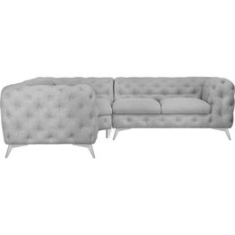 LEONIQUE Chesterfield-Sofa »Ecksofa GLYNIS L-Form mit Wellenunterfederung, Maße B/T/H 264/204/75cm« aufwändige Knopfheftung, moderne Chesterfield...