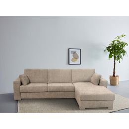 Home Affaire Ecksofa &raquo;Roma "M" Matratzenh&ouml;he 14 cm, Dauerschlaffunktion, mit Unterfederung,&laquo; Liegema&szlig;e ca 143x198 cm, L-Form braun 100% Polyester
