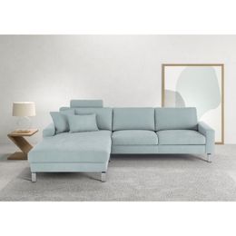 3C CANDY Ecksofa »Lecce, wahlweise PUR-Schaumstoff oder Tonnentaschenfederkern« Bett im 2, 5-Sitzer, teilmotorische Schlaffunktion im Longchair,...