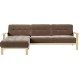 Sit & More sit&more Ecksofa &raquo;Billund L-Form&laquo; Armlehnen aus Buchenholz in natur, verschiedene Bez&uuml;ge und Farben braun 100% Polyester