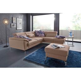 Sit & More SIT&MORE Ecksofa »Percy L-Form« 15 cm Fußhöhe, Sitztiefenverstellung, wahlweise in 2 Fußfarben beige