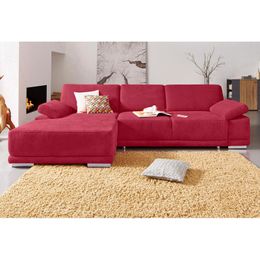 Sit & More SIT&MORE Ecksofa »Coria L-Form« mit XL-Recamiere, wahlweise mit Bettfunktion rot