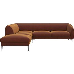 FLEXLUX Ecksofa &raquo;Belle Designsofa, L-Form, B/T 268/209 cm&laquo; Skandinavisches Design, In hochwertiger Verarbeitung braun 100% Polyester