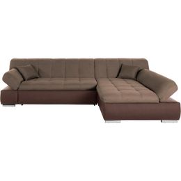 DOMO collection Ecksofa »Mona L-Form« wahlweise mit Bettfunktion dunkelbraun/braun