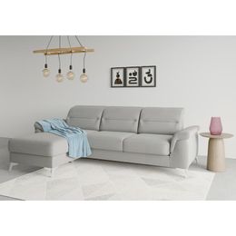 Sit & More SIT&MORE Ecksofa »Sinatra L-Form« mit Recamiere, optinal mit Kopfteilverstellung und Armteilfunktion silber