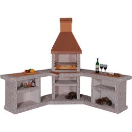 Wellfire Grillkamin »Außenküche Toskana« BxTxH: 188x73x19 cm hellrot/grau