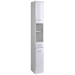 Welltime Hochschrank &raquo;Neapel&laquo; Breite 25 cm, mit Hochglanzfronten und eleganter Fr&auml;sung wei&szlig; MDF, Spanplatte