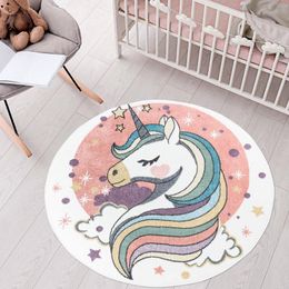 Carpet City Kinderteppich »ANIME925« rund 11 mm Höhe Kinderzimmer Teppich Modern mit lustigen Cartoon-Figuren, Multi creme Obermaterial: 100%...