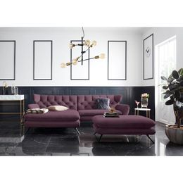 3C CANDY Ecksofa »Beatrice Designsofa in moderner Retrooptik, bequem und extravagant« mit Rückensteppung im Rautenmuster, Ohrenbacken Optik, L-Form...