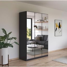 Rauch Drehtürenschrank »Reflect« mit Spiegelfront, inkl. praktischer Inneneinteilung und Stoffboxen-Set Graumetallic