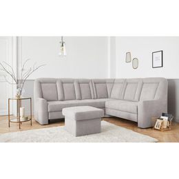 Sit & More SIT&MORE Ecksofa »Melissa L-Form« klassisches Polsterprogramm, wahlweise Bettfunktion und Schubkasten silber