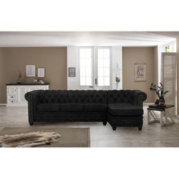 Home Affaire Chesterfield-Sofa »Rysum L-Form« Chesterfield-Optik mit Ottomanen-Abschluß anthrazit
