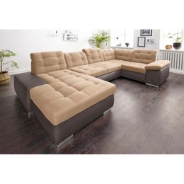 Sit & More SIT&MORE Wohnlandschaft »Ontario U-Form« XXL, wahlweise mit Bettfunktion mokka/cappuccino
