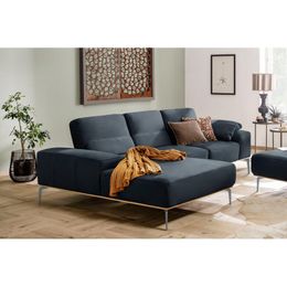 W.Schillig Ecksofa »run, Designsofa mit tollem Sitzkomfort, bequem, L-Form« mit elegantem Holzsockel, Füße in Silber matt, Breite 279 cm blue Z73