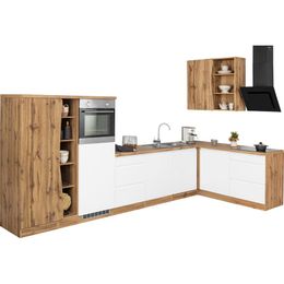 KOCHSTATION Winkelk&uuml;che &raquo;KS-Bruneck&laquo; Stellbreite 380/180 cm breit, ohne E-Ger&auml;ten, MDF Fronten beige
