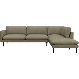 FLEXLUX Ecksofa »Bolzano, elegant und bequem, L-Form« Sitzaufbau mit Kaltschaum & Stahl-Wellen, lose Sitz -& Rückenkissen Fall Green